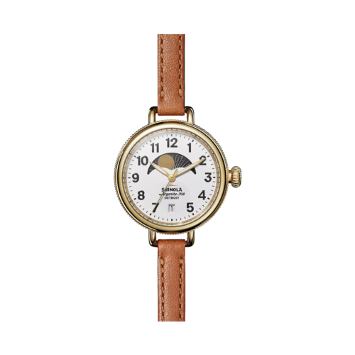 Shinola The Birdy Moon Phase Women's Leather Strap Watch - Links ...