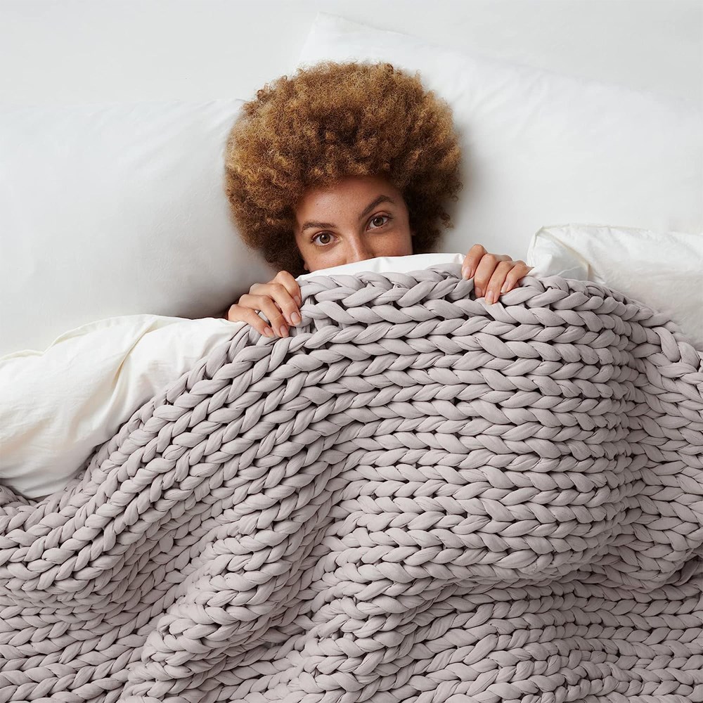 Bearaby Cotton Napper 15lb Weighted Blanket - Moonstone Grey - Links ...