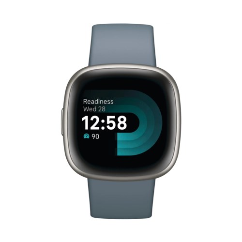 Fitbit Versa 4 Smartwatch - Waterfall Blue/Platinum Aluminum - Links ...