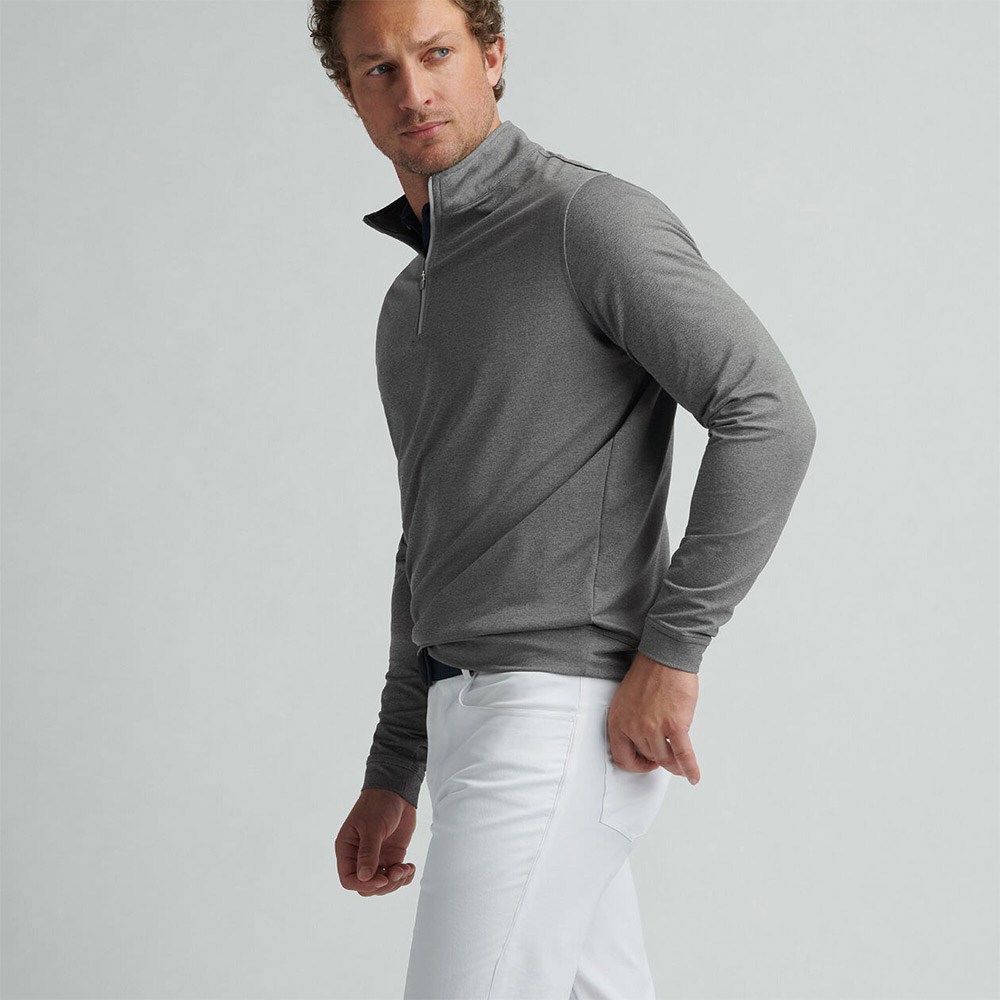 Peter Millar Perth Melange Performance Quarter-Zip - Smoke - Links ...
