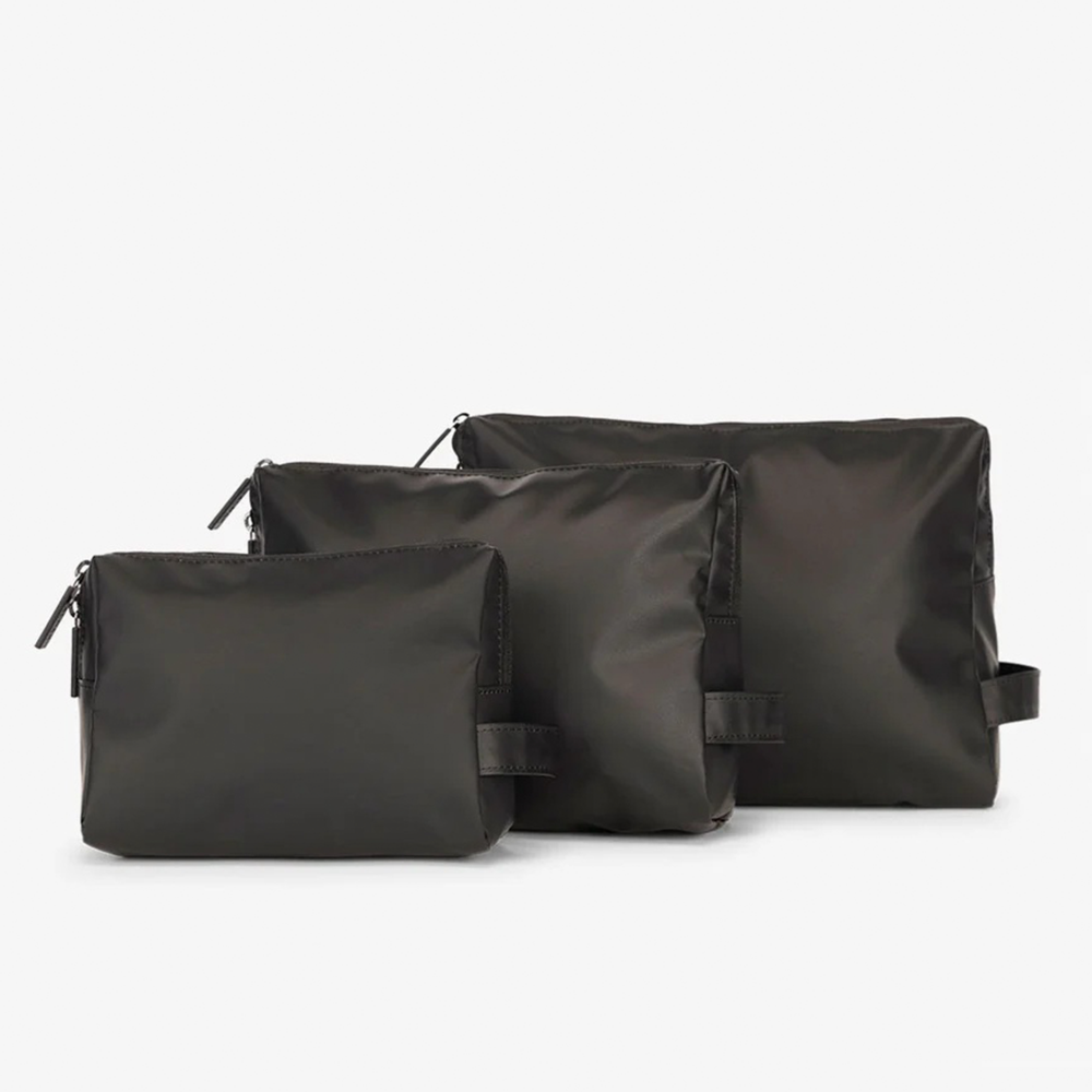 CALPAK Water Resistant Zippered Pouch Set (3 Pieces) - Black - Links ...